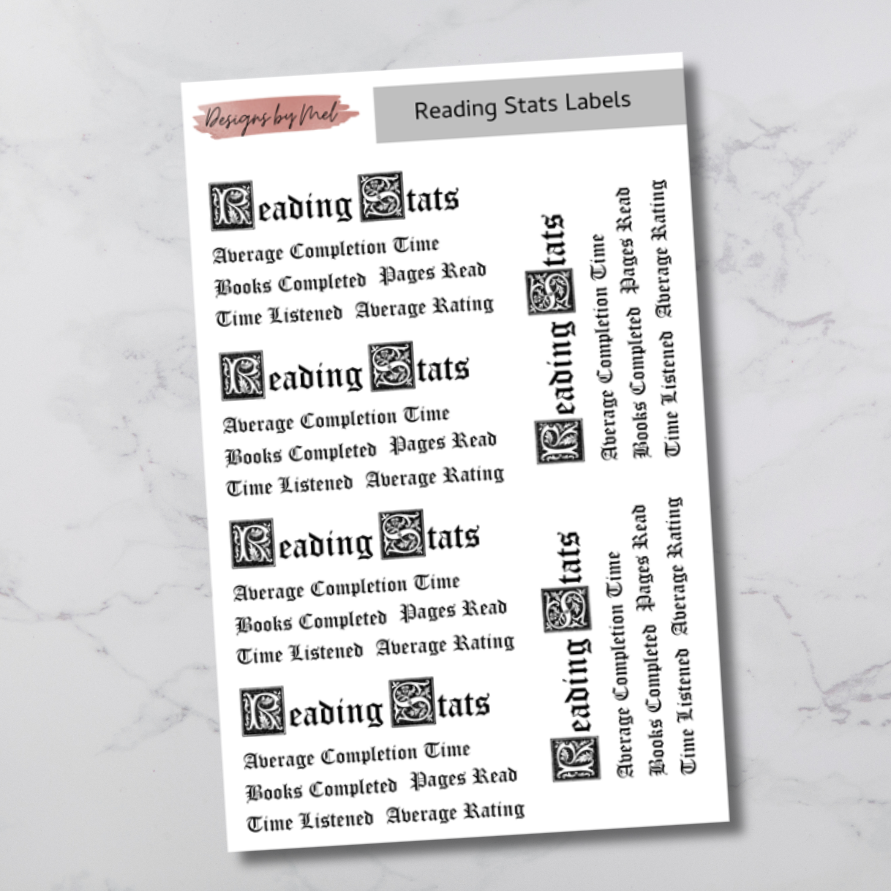 Reading Stats Labels Stickers – Designs by Mel & Co